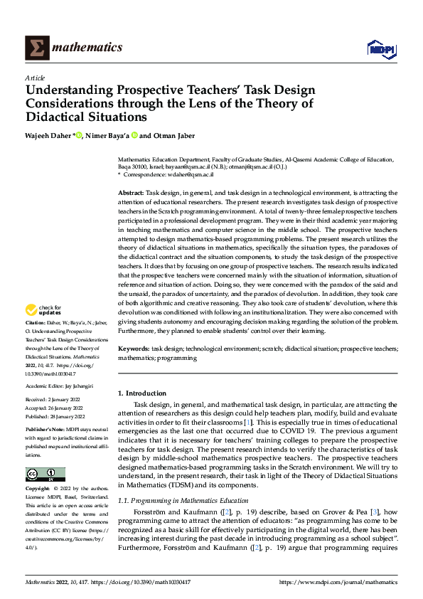(PDF) Understanding Prospective Teachers’ Task Design Considerations ...