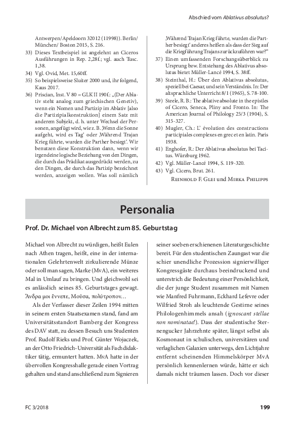 (PDF) Prof. Dr. Michael von Albrecht zum 85. Geburtstag