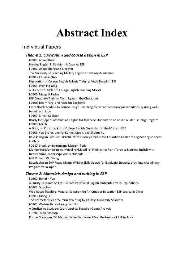 (PDF) Theme 1 : Curriculum and course design in ESP