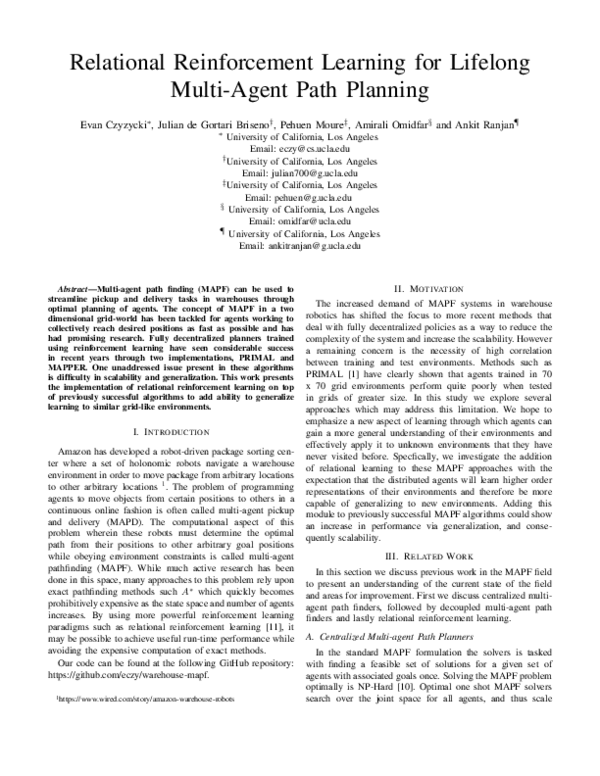 (PDF) Relational Reinforcement Learning for Lifelong Multi-Agent Path Planning