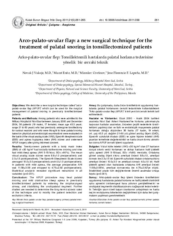 (PDF) Arco-palato-uvular flap: a new surgical technique for the ...
