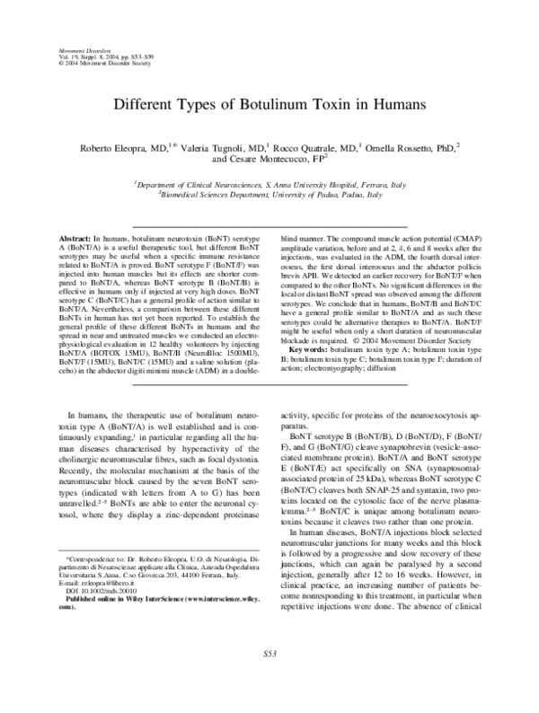 (PDF) Different types of botulinum toxin in humans