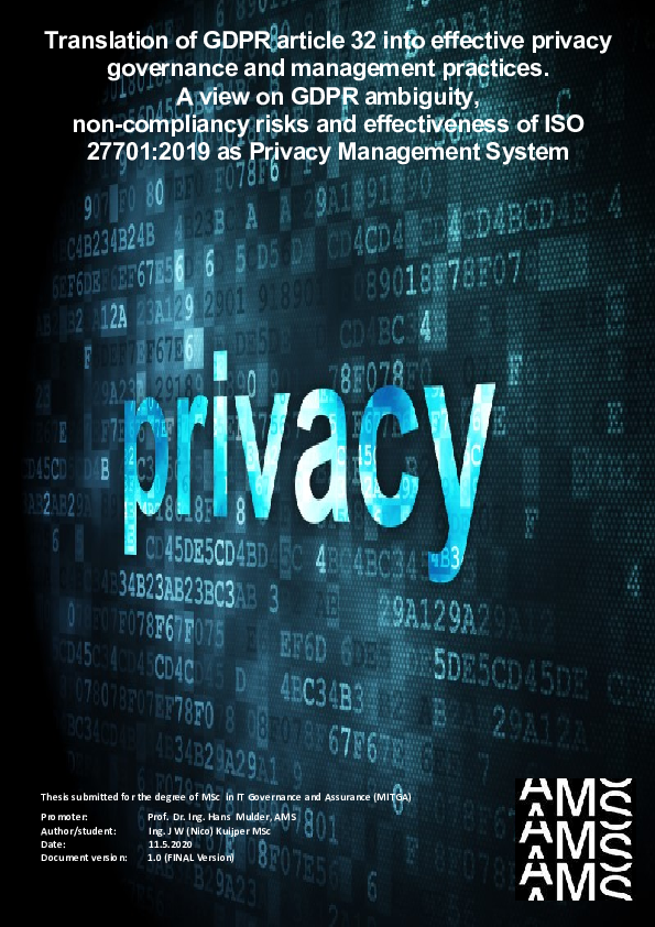 (PDF) Translation of GDPR article 32 into effective privacy governance ...