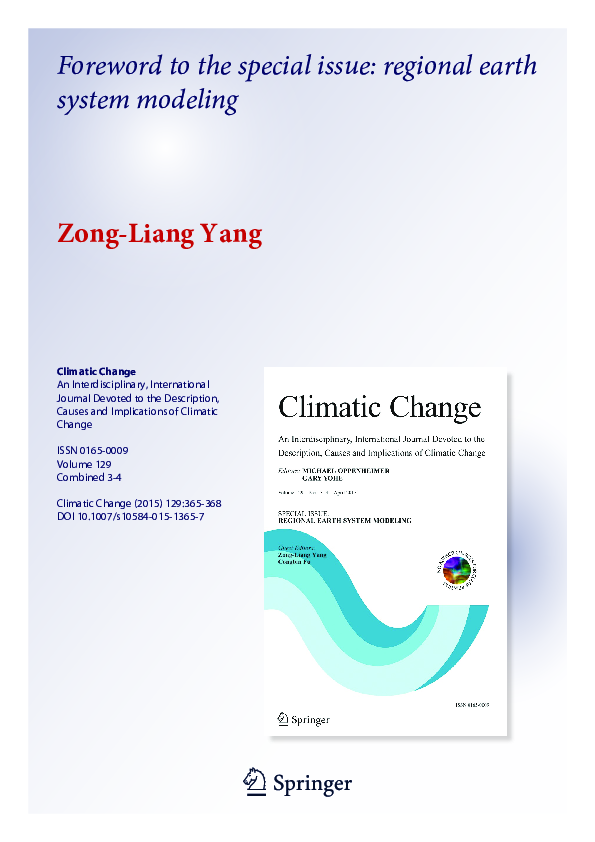 (PDF) Foreword to the special issue: regional earth system modeling ...