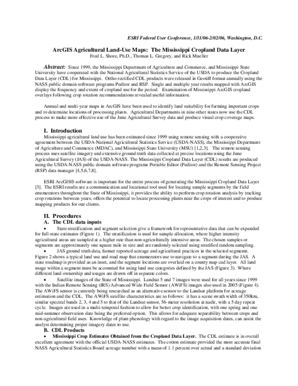 Pdf Arcgis Agricultural Land Use Maps The Mississippi Cropland Data Layer