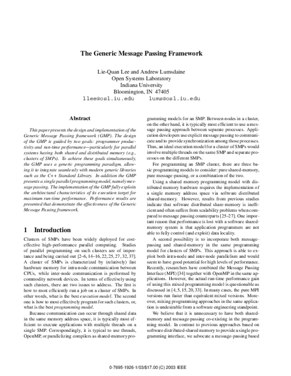 (PDF) The Generic Message Passing framework