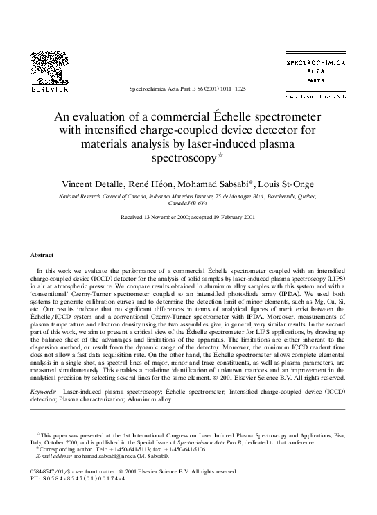 (PDF) An evaluation of a commercial Échelle spectrometer with intensified charge-coupled device ...