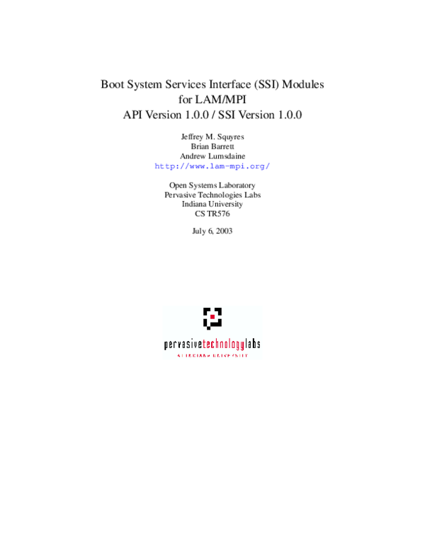 (PDF) Boot System Services Interface (SSI) Modules