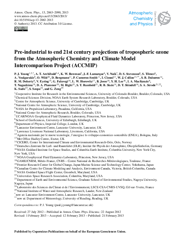 (PDF) Pre-industrial to end 21st century projections of tropospheric ...