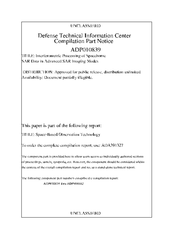 Pdf Interferometric Processing Of Spaceborne Sar Data In Advanced Sar