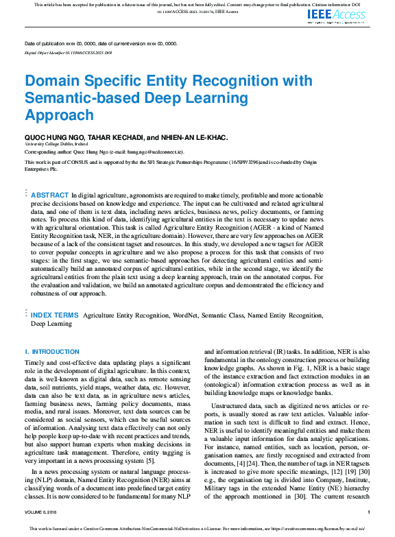 Pdf Domain Specific Entity Recognition With Semantic Based Deep Learning Approach