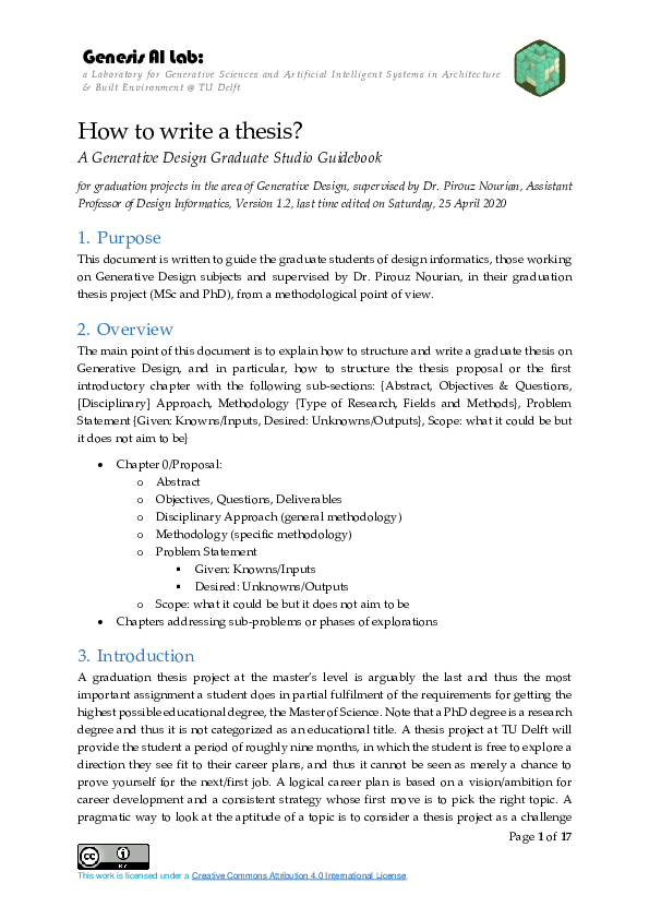 (PDF) How to write a thesis? A Generative Design Graduate Studio Guidebook