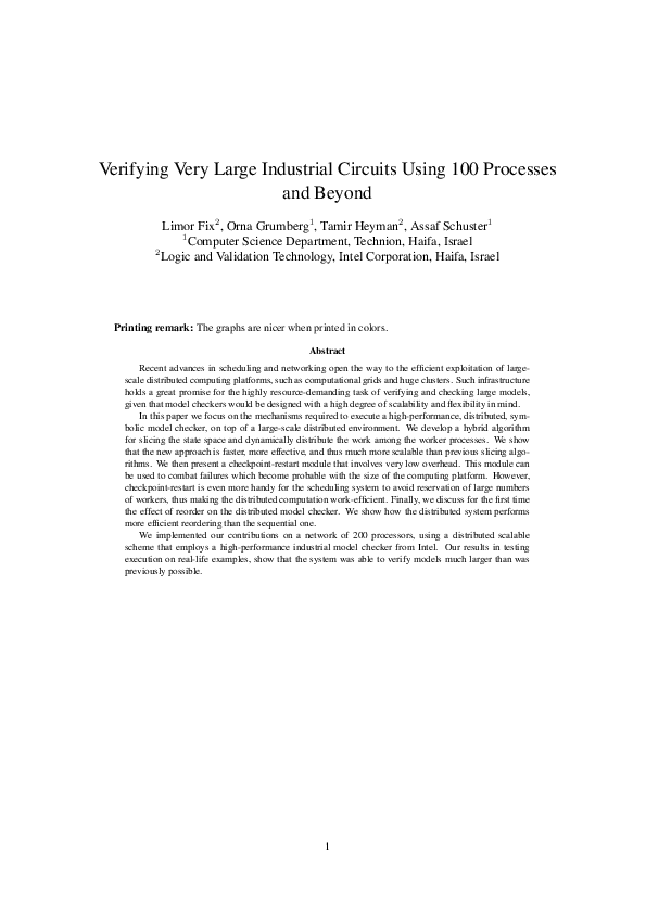 (PDF) Verifying Very Large Industrial Circuits Using 100 Processes and ...