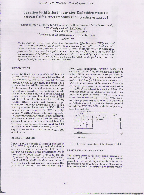 (PDF) Junction Field Effect Transistor Embedded within a Silicon Drift ...