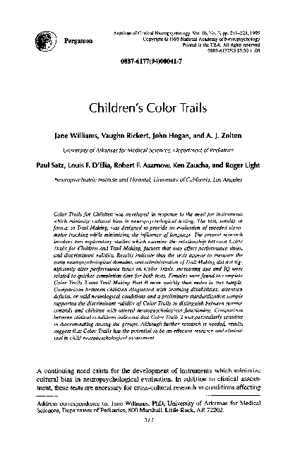 (PDF) Children's color trails