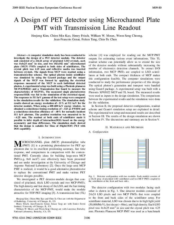 (PDF) A design of a PET detector using micro-channel plate ...