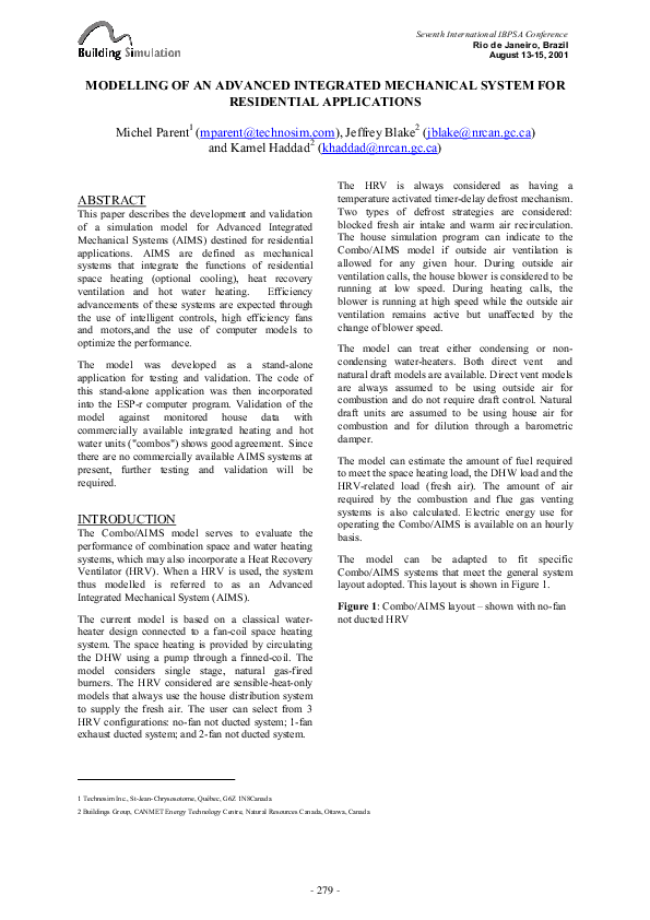 (PDF) Modelling of an Advanced Integrated Mechanical System for ...