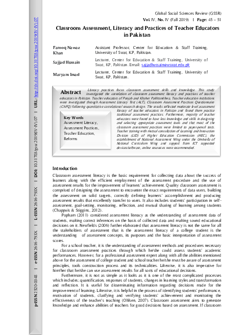 (PDF) Understanding classroom-based assessment practices: a ...