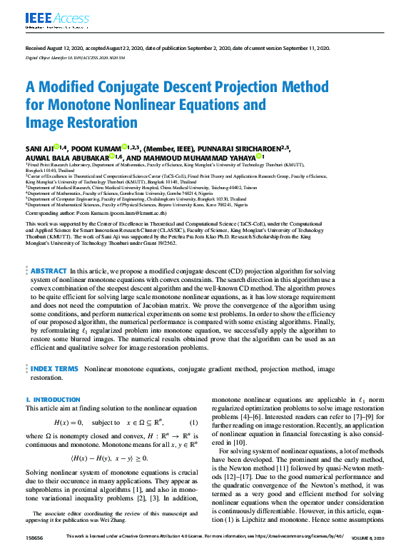Pdf A Modified Conjugate Descent Projection Method For Monotone Nonlinear Equations And Image