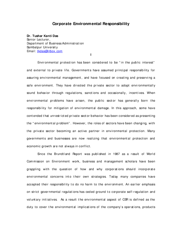 (PDF) Corporate Environmental Responsibility