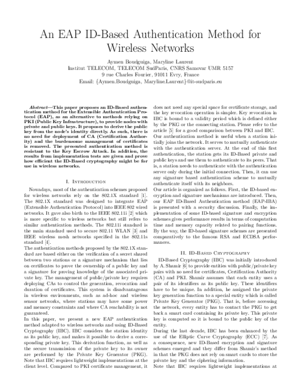 (PDF) An EAP ID-based authentication method for wireless networks