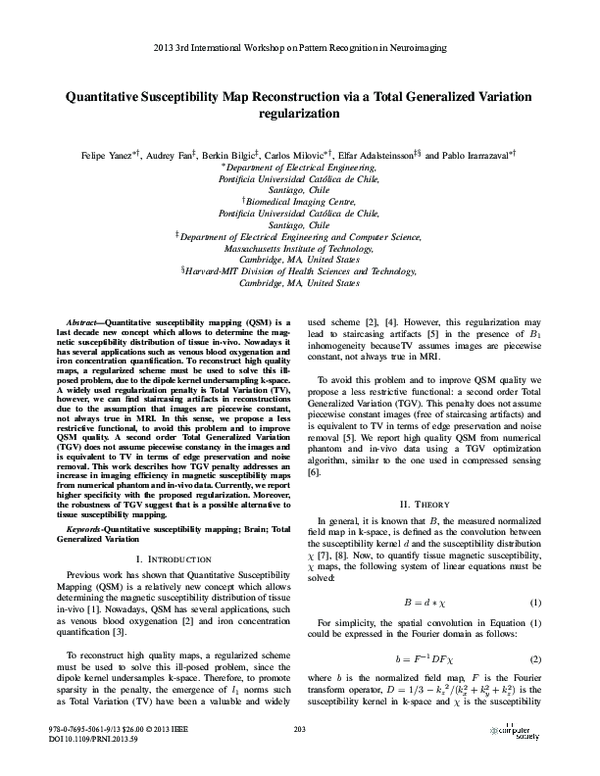 (PDF) Quantitative susceptibility map reconstruction from MR phase data using bayesian ...