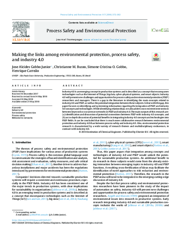 (PDF) Making the links among environmental protection, process safety ...