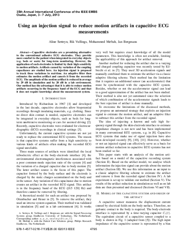 Pdf Using An Injection Signal To Reduce Motion Artifacts In