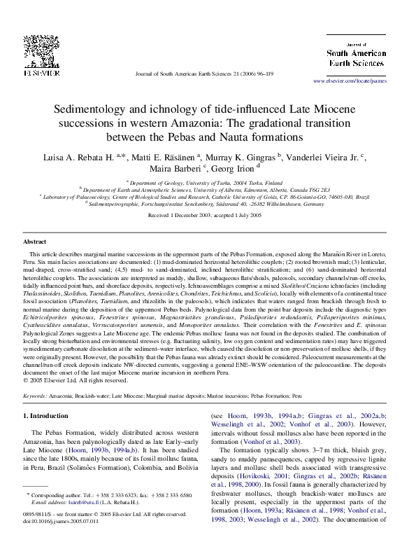 (PDF) Sedimentology and ichnology of tide-influenced Late Miocene ...