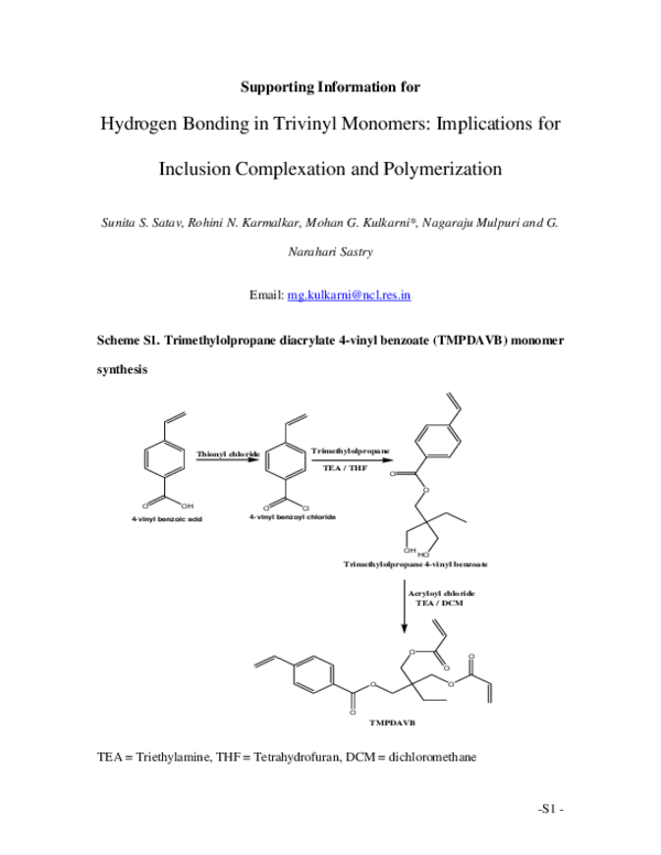 (PDF) Hydrogen Bonding in Trivinyl Monomers: Implications for Inclusion ...