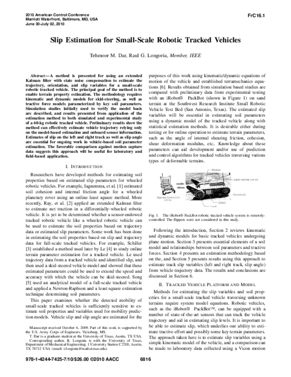 (PDF) Slip estimation for small-scale robotic tracked vehicles