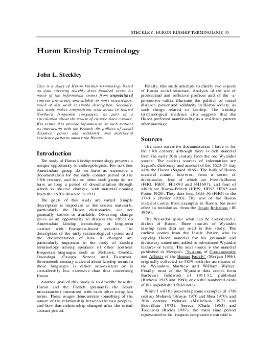 (PDF) Huron Kinship Terminology