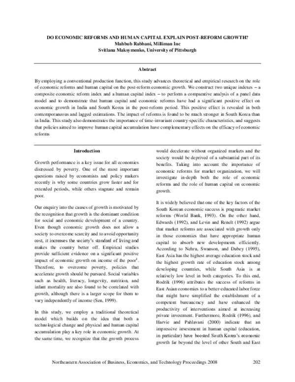 (PDF) Do economic reforms and human capital explain post-reform growth?