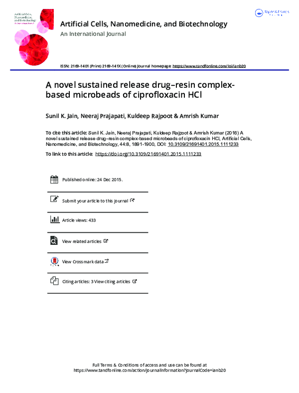 (PDF) A novel sustained release drug-resin complex-based microbeads of ...