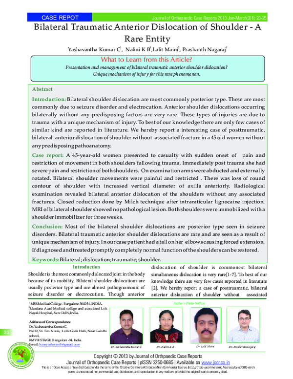 (PDF) Bilateral Traumatic Anterior Dislocation of Shoulder - A Rare Entity | prashanth nagaraj ...