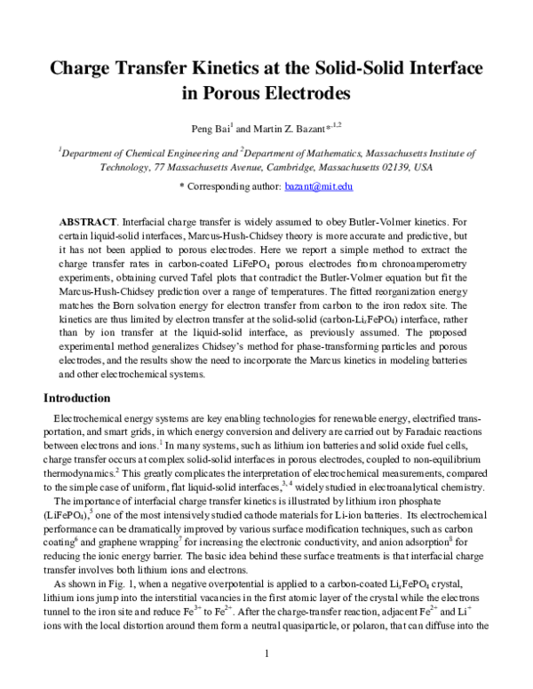 (PDF) Charge transfer kinetics at the solid–solid interface in porous ...