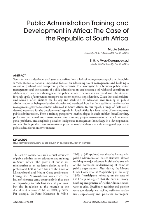 (PDF) Public Administration Training and Development in Africa: The ...