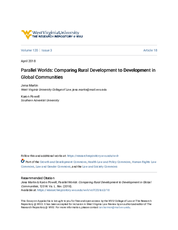 (PDF) Parallel Worlds: Comparing Rural Development to Development in ...