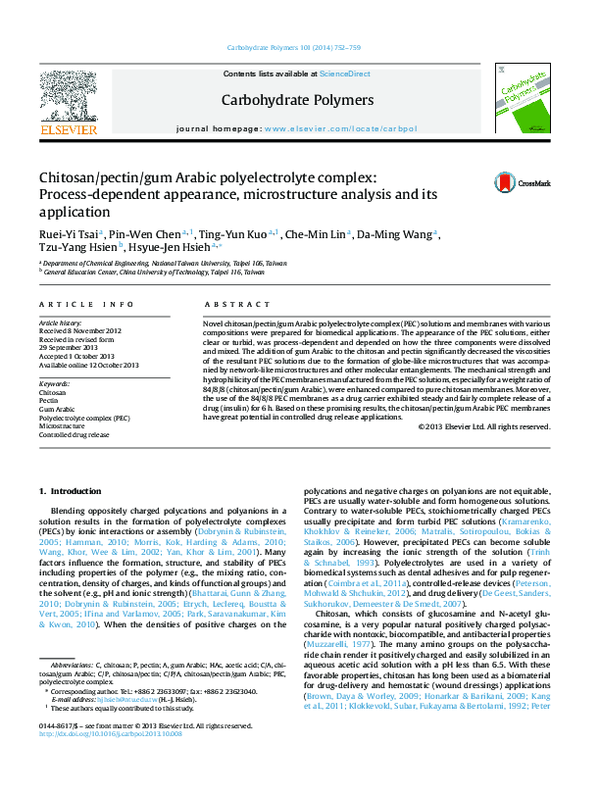 (PDF) Chitosan/pectin/gum Arabic polyelectrolyte complex: Process-dependent appearance ...