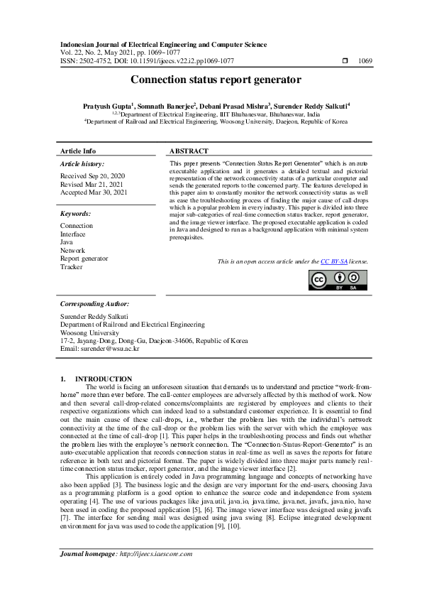 (PDF) Connection status report generator