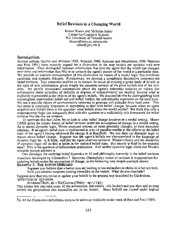 (PDF) Belief Revision in a Changing World