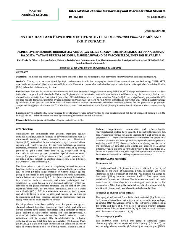 (PDF) Antioxidant and Hepatoprotective Activities of Libidibia Ferrea ...