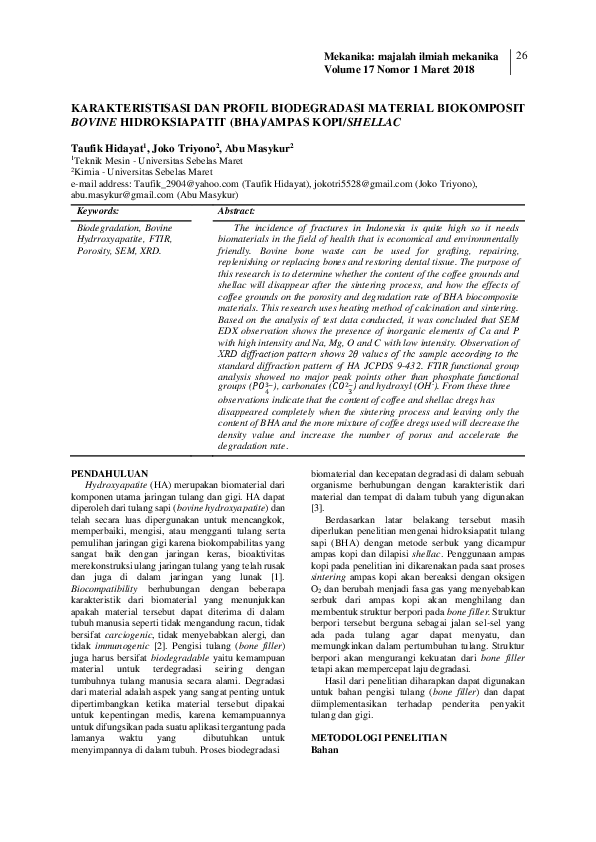 (PDF) Karakteristisasi dan Profil Biodegradasi Material Biokomposit ...