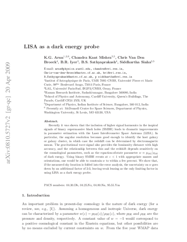 (PDF) LISA as a dark energy probe