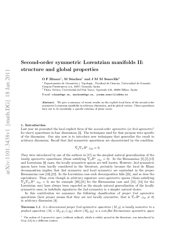 (PDF) Second-order symmetric Lorentzian manifolds II: structure and ...