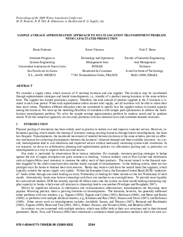 Pdf Sample Average Approximation Approach To Multi Location Transshipment Problem With