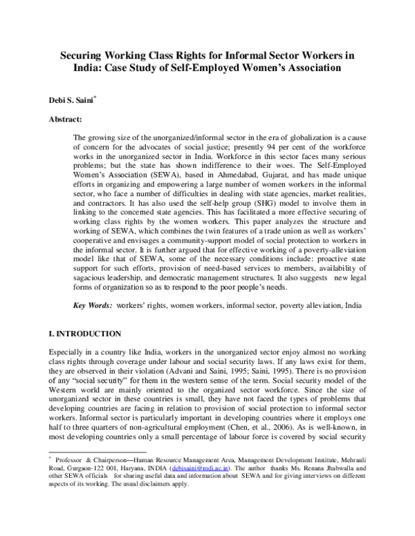 (PDF) Securing Working Class Rights for Informal Sector Workers in ...
