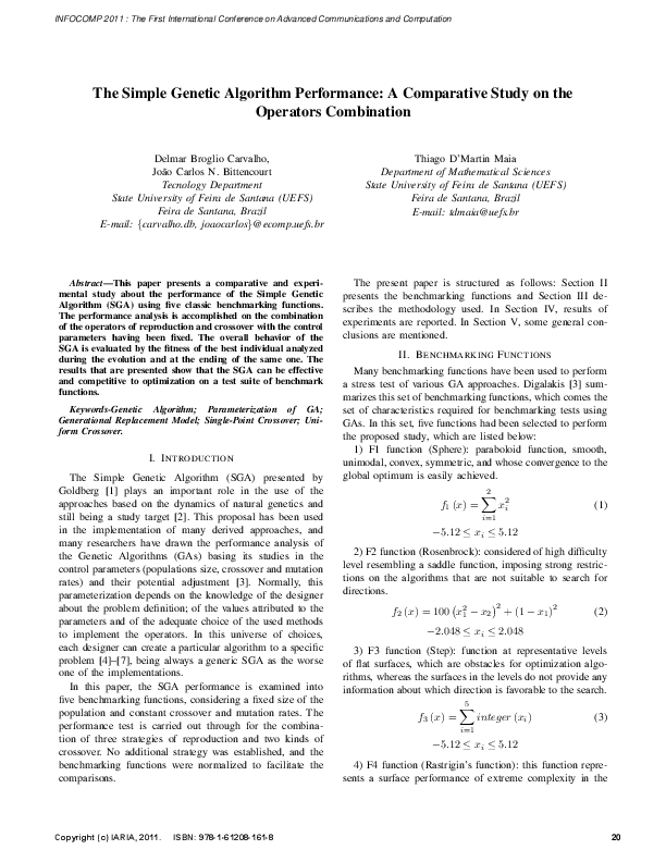 (PDF) The Simple Genetic Algorithm Performance: A Comparative Study on the Operators Combination