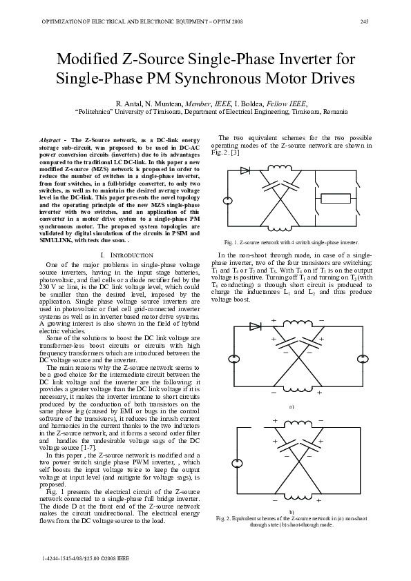 (PDF) Modified Z-source single-phase inverter for single-phase PM synchronous motor drives