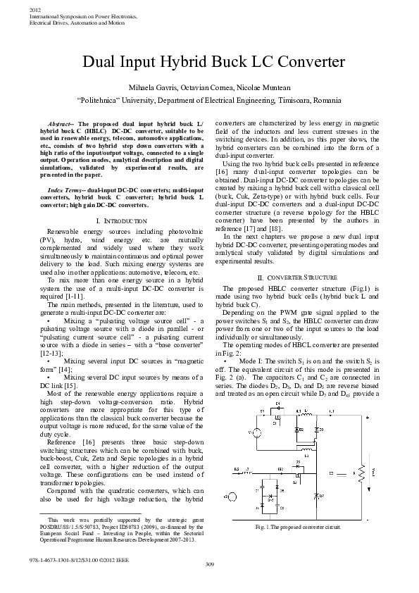 (PDF) Dual input hybrid buck LC converter